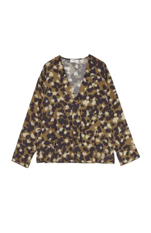OTTOD'AME Patterned Satin Shirt - Brown