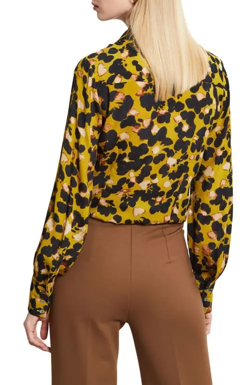 OTTOD'AME Satin Shirt With Abstract Pattern - Yellow