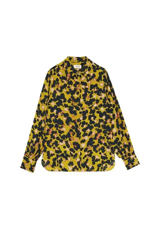 OTTOD'AME Satin Shirt With Abstract Pattern - Yellow