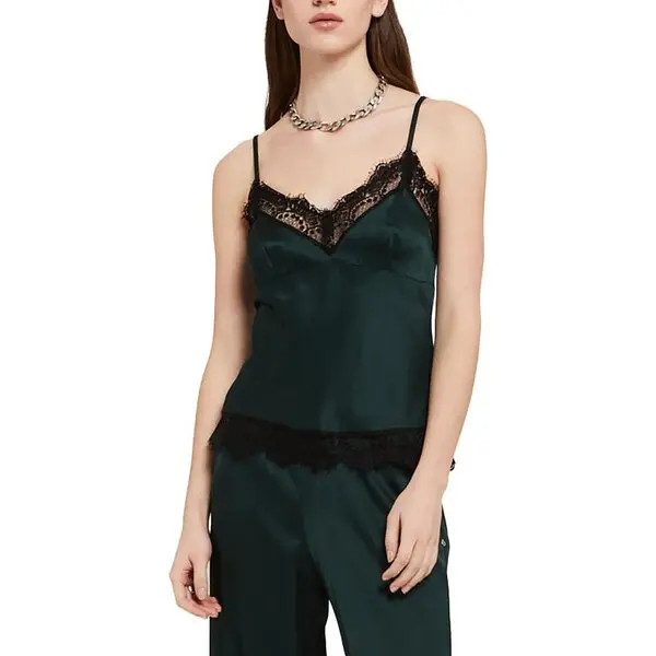 OTTOD'AME Viscose Camisole With Lace - Forest