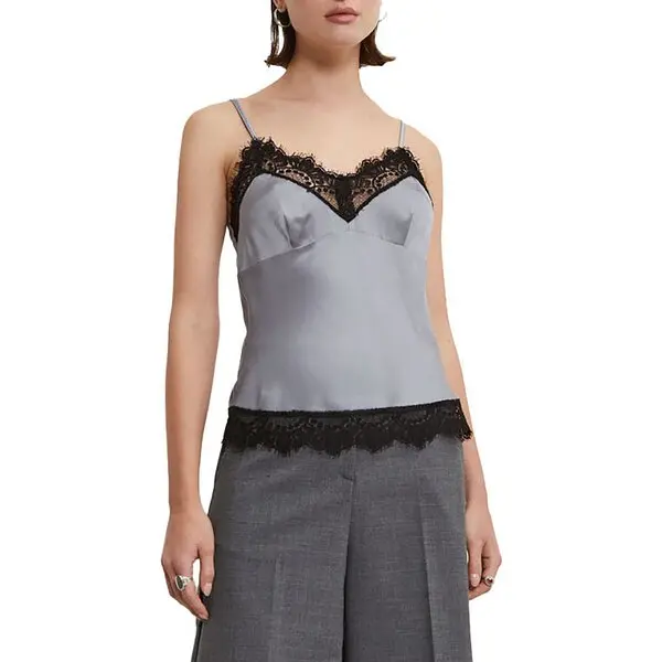 OTTOD'AME Viscose Top With Lace - Grey
