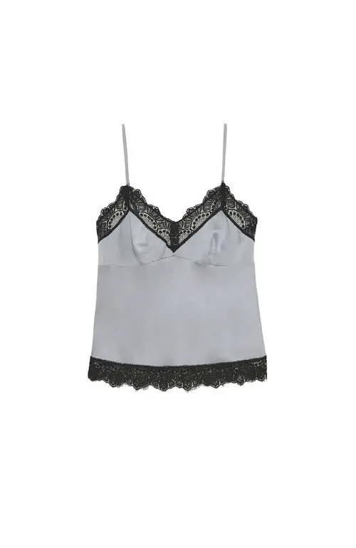 OTTOD'AME Viscose Top With Lace - Grey