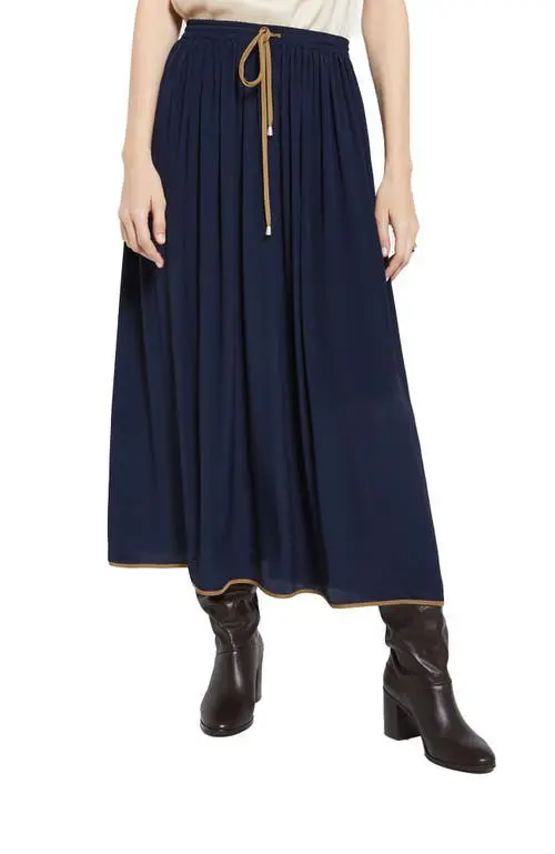 OTTOD'AME Silk-blend Long Skirt - Blue