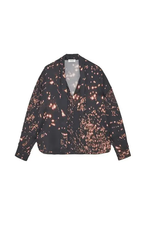 OTTOD'AME Printed Viscose Scarf Neck Shirt