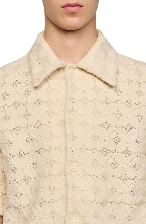 Sandro Cotton Broderie Anglaise Shirt - Ecru