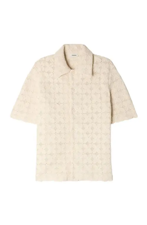Sandro Cotton Broderie Anglaise Shirt - Ecru