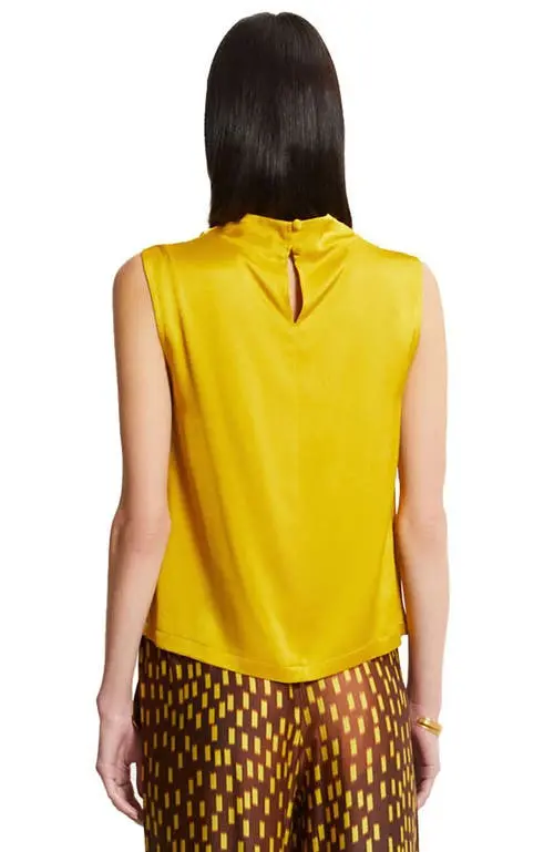 OTTOD'AME Draped Satin Sleeveless Top - Yellow