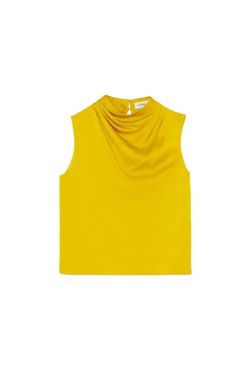OTTOD'AME Draped Satin Sleeveless Top - Yellow