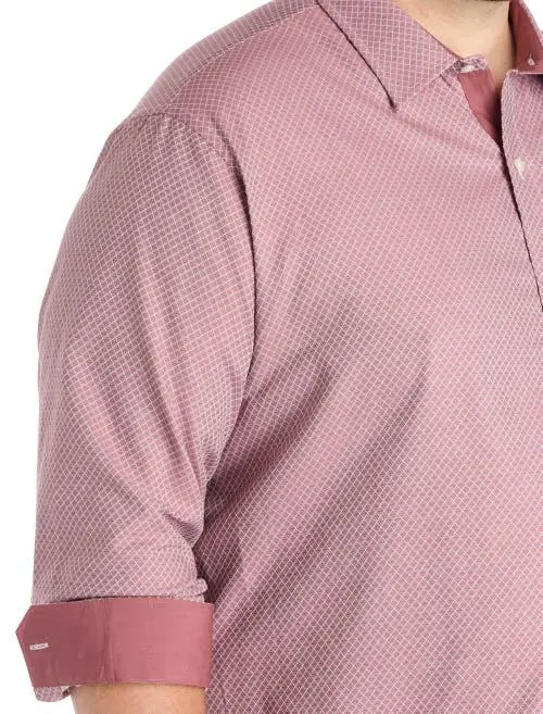 SYNRGY BY DXL Big & Tall Diamond Print Sport Shirt V2 - Rose Brown