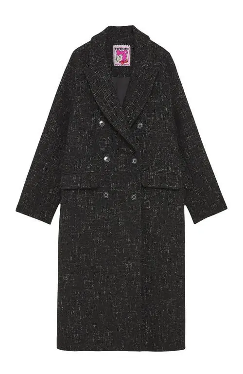 OTTOD'AME Wool-blend Double-breasted Coat - Black