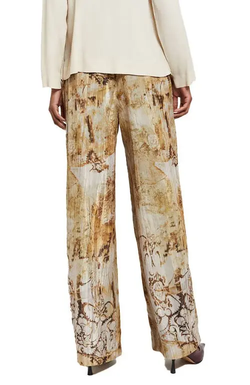 OTTOD'AME Printed Palazzo Trousers - Beige