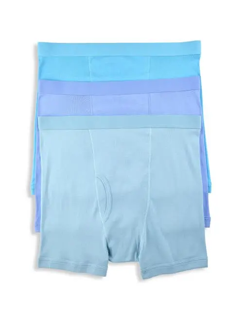 HARBOR BAY BY DXL Big & Tall 3-pk Solid 4 Inch Boxer Briefs - Blue Grotto