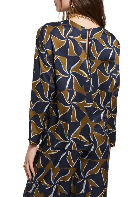 OTTOD'AME Printed Viscose Long Sleeve Blouse - Blue
