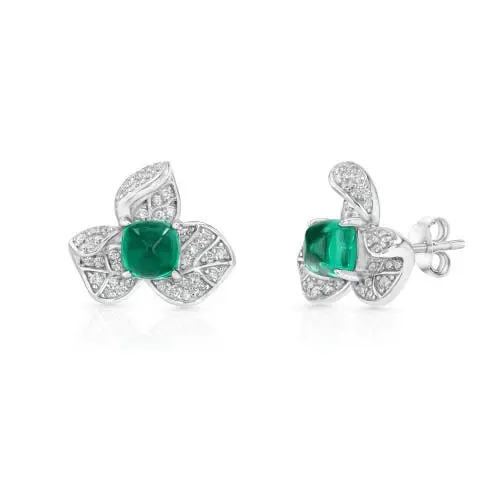 GEMMA AZZURRO Orchid Emerald Earrings - Green