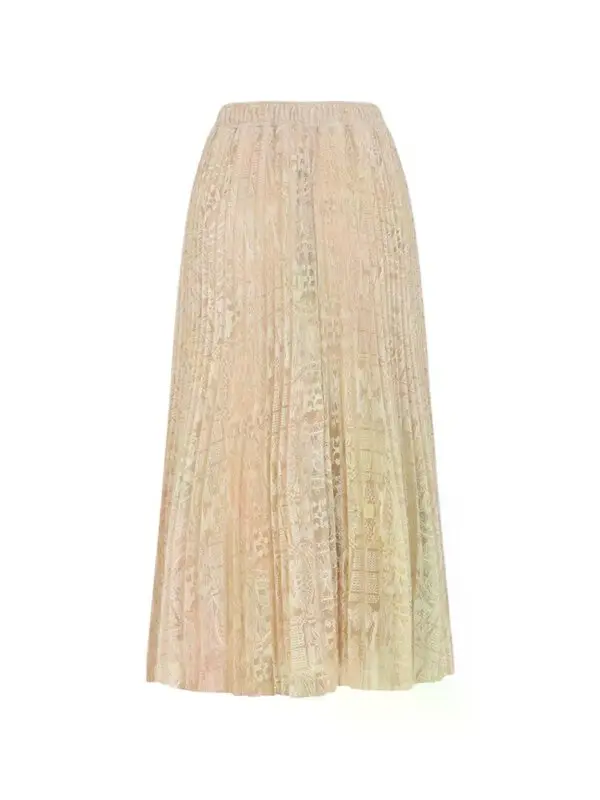 Ermanno Scervino Pleated Lace Skirt - Neutrals