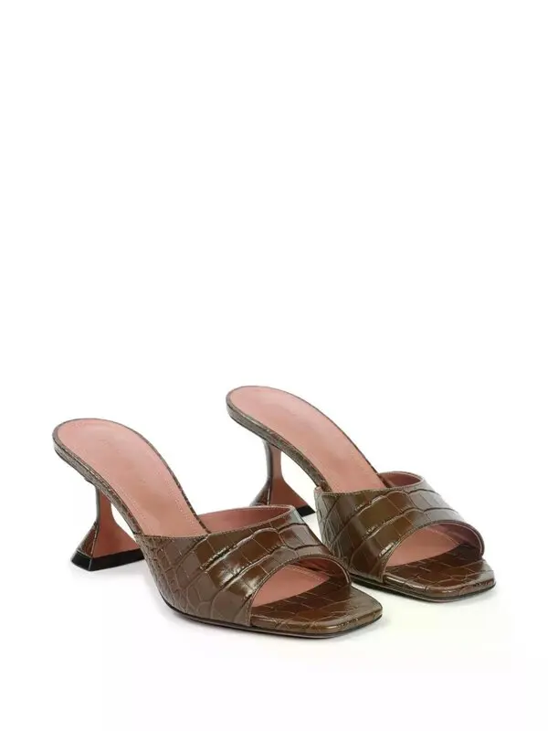 Amina Muaddi Square Toe Mules - Brown