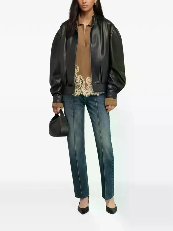 SEMICOUTURE V-neck Sweater With Lace Detail