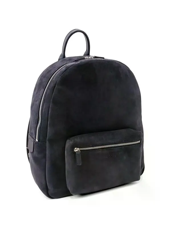 Kiton Zipped Leather Backpack - Blue