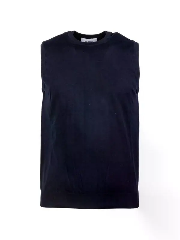 Alpha Studio Crew-neck Sleeveless Vest - Blue