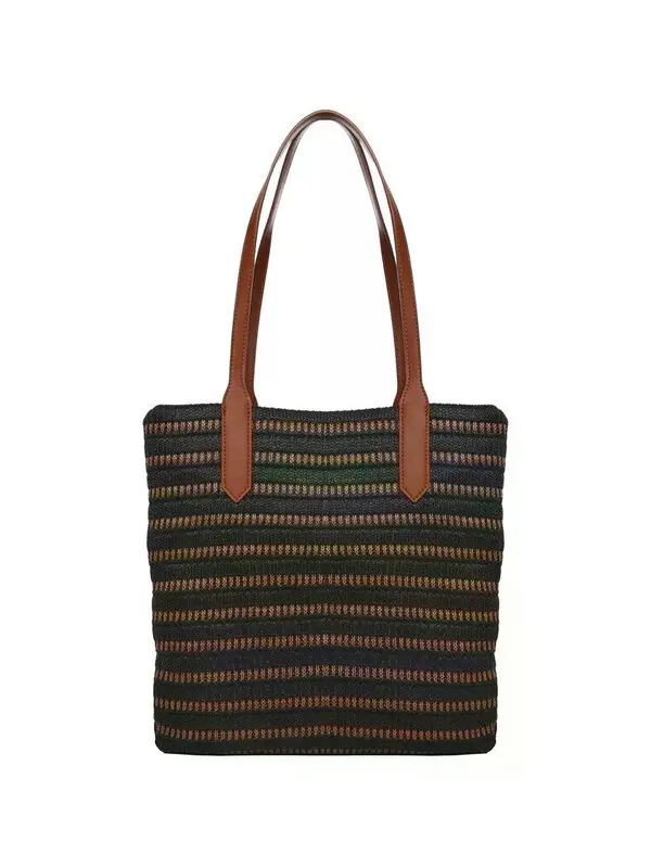 V°73 Striped Top Handle Shoulder Bag - Black