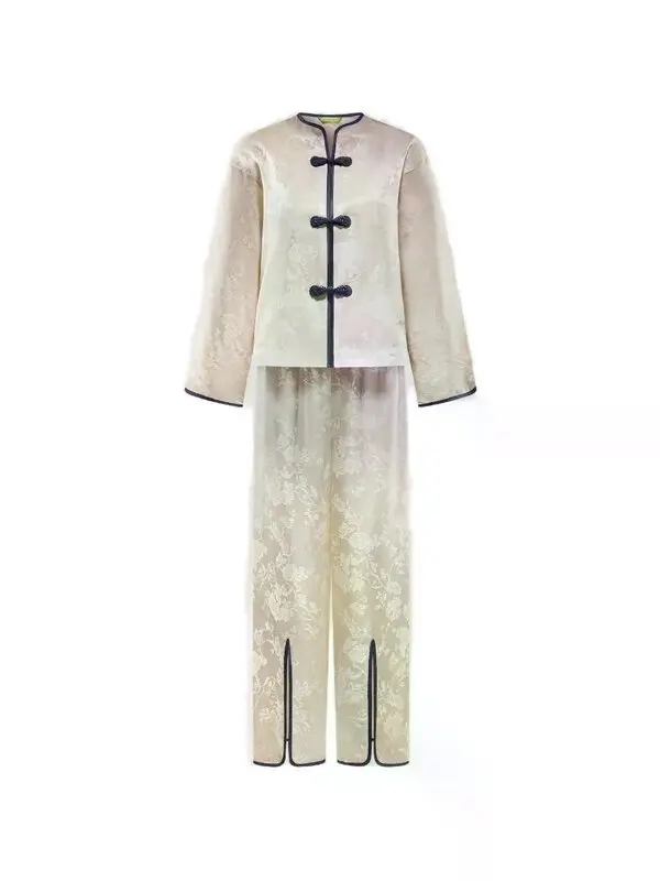 Shanghai Tang Floral Knot Pyjama Set - Neutrals
