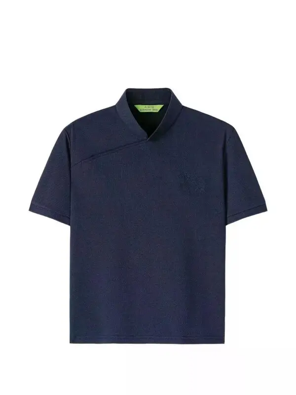 Shanghai Tang Horse-detail Polo Top - Blue
