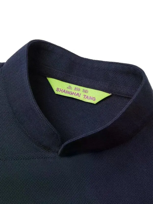 Shanghai Tang Horse-detail Polo Top - Blue