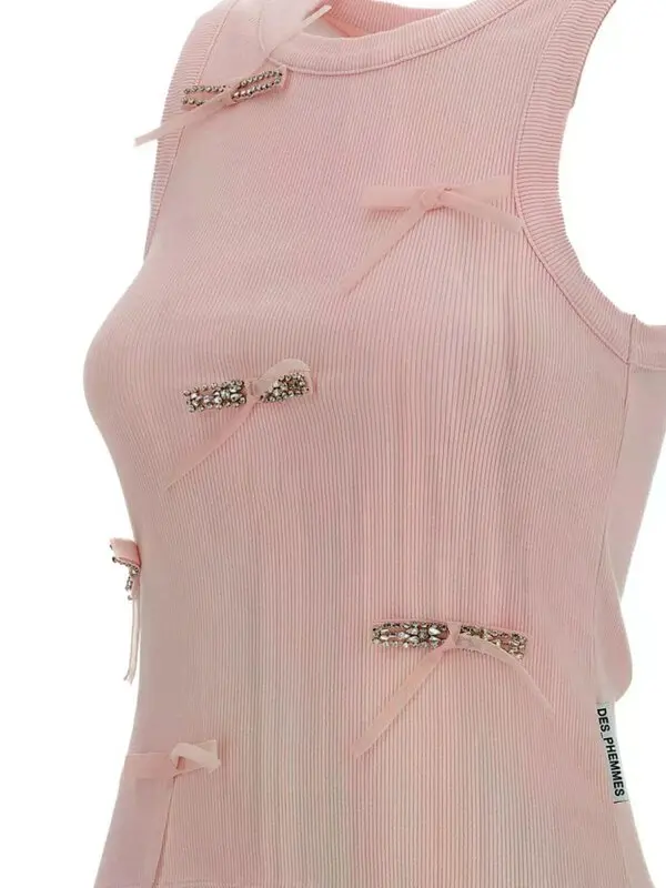 DES_PHEMMES Ribbon Embellishment Top - Pink