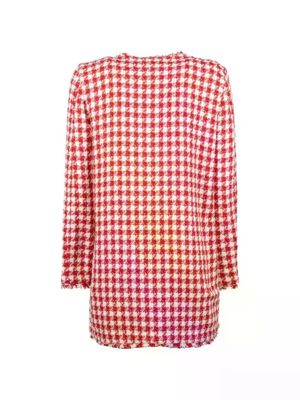 Marella Check-pattern Jacket With Fringed Edges