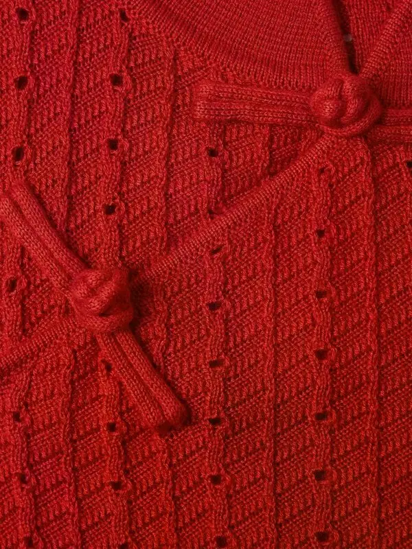 Shanghai Tang Knitted Qipao Top - Red