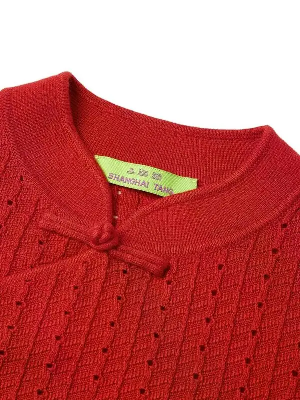 Shanghai Tang Knitted Qipao Top - Red
