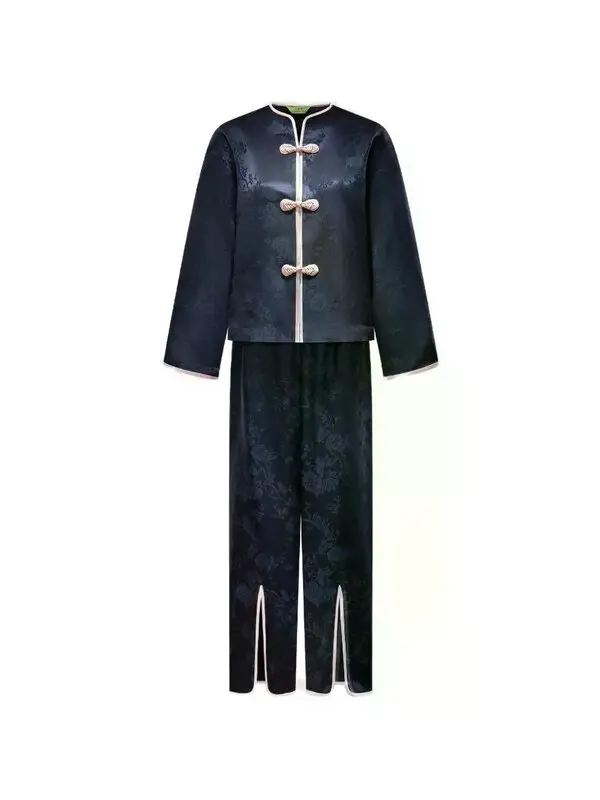 Shanghai Tang Floral Slit Pyjama Set - Blue