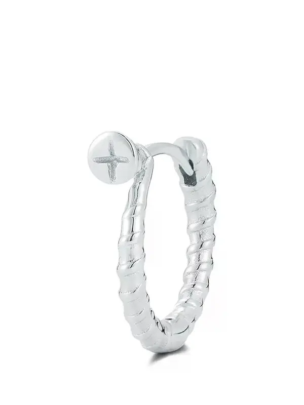 Mateo Screw Hoop Earring - Silver
