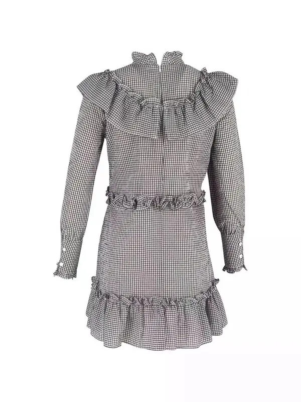 GANNI Gingham Ruffled Mini Dress