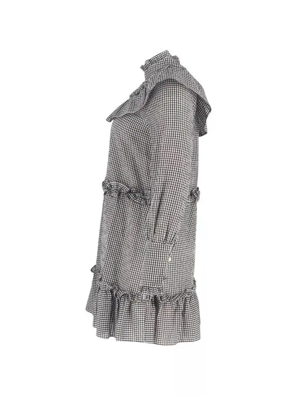 GANNI Gingham Ruffled Mini Dress