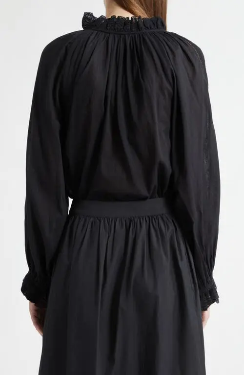 Mille Annette Lace Detail Cotton Button-up Shirt
