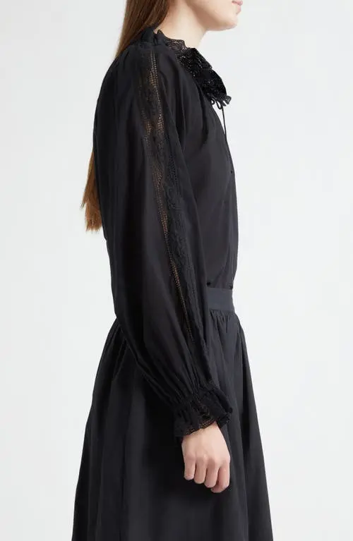 Mille Annette Lace Detail Cotton Button-up Shirt