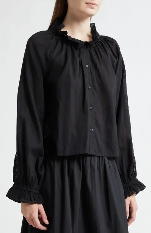 Mille Annette Lace Detail Cotton Button-up Shirt