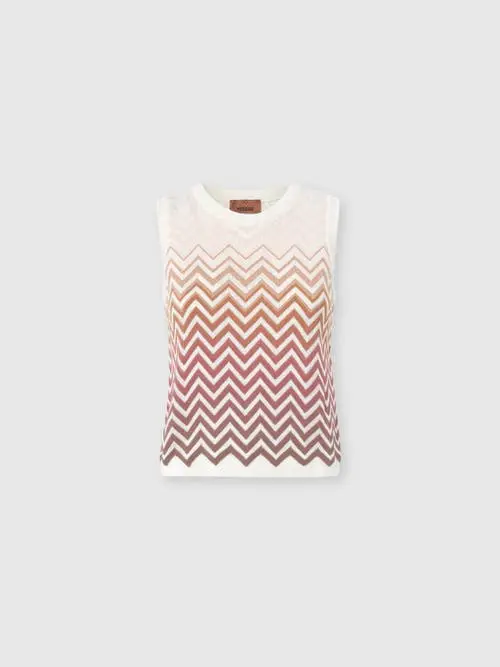 Missoni Chevron Dégradé Cotton And Viscose Sleeveless Top - Green& Brown