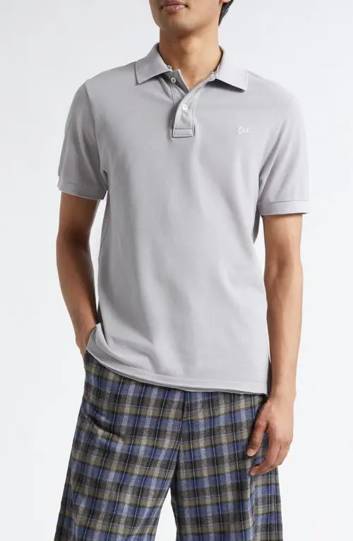ERL Gender Inclusive Logo Embroidered Polo - Grey