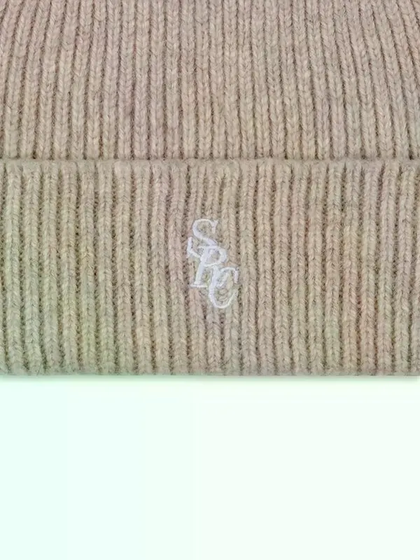 SPORTY & RICH Ribbed Beanie Hat With Embroidered Logo
