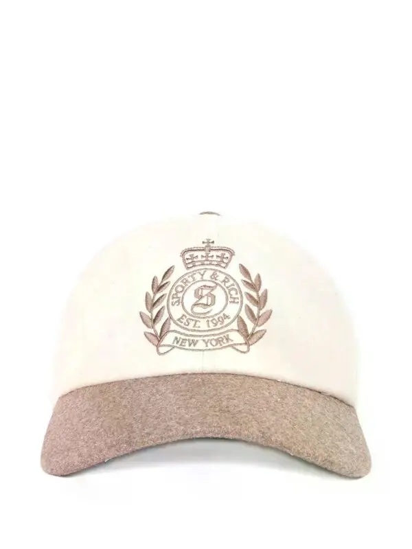SPORTY & RICH Two-tone Baseball Cap With Embroidered Logo - Neutrals