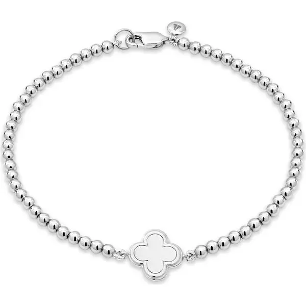 DEVATA Clover Beaded Ball Bracelet - Silver