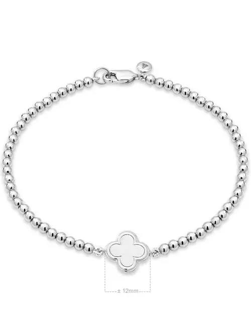 DEVATA Clover Beaded Ball Bracelet - Silver