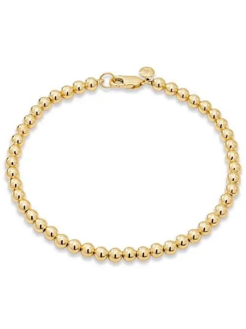 DEVATA 4mm Beaded Ball Chain Bracelet In Gold Plated Sterling Silver - Yellow Gold