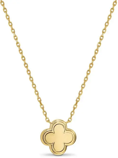 DEVATA Contour-lined Clover Necklace In Gold Plated Sterling Silver - Yellow Gold