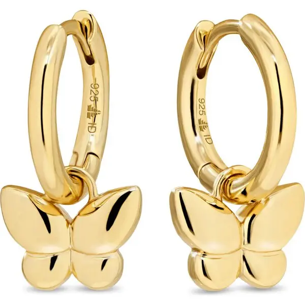 DEVATA Butterfly Hoop Earrings In Gold Plated Sterling Silver - Yellow Gold