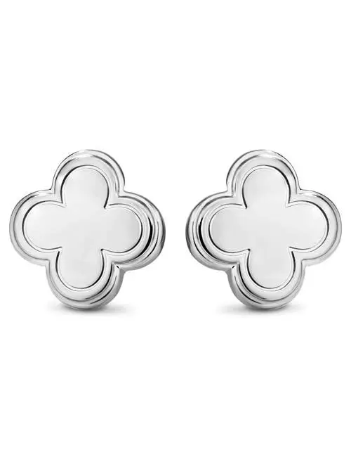 DEVATA Contour-lined Clover Stud Earrings