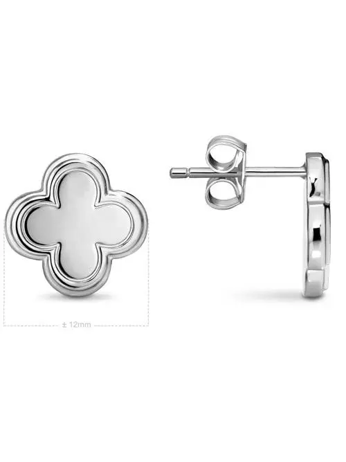 DEVATA Contour-lined Clover Stud Earrings