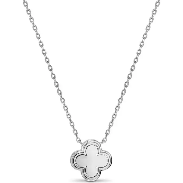 DEVATA Contour-lined Clover Necklace - Silver